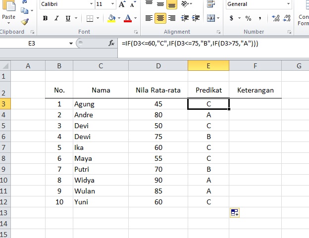 Belajar Microsoft Office: Penggunaan Fungsi Logika IF pada Ms.Excel