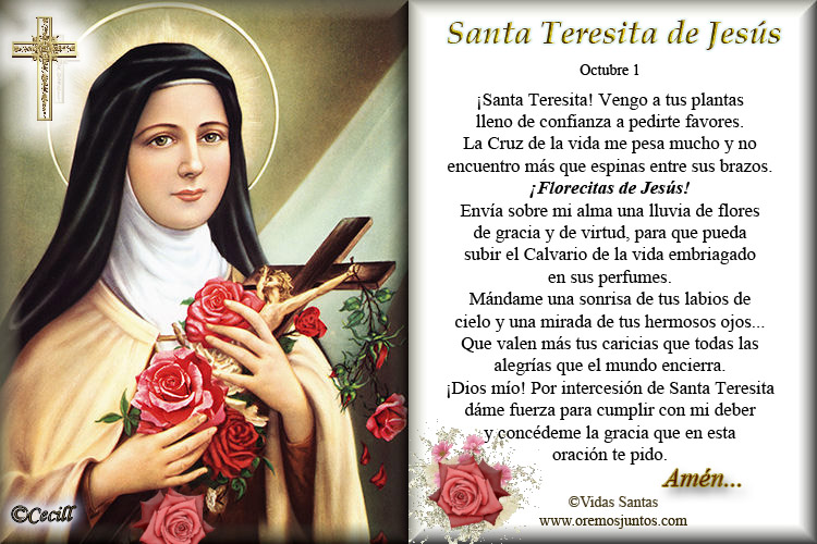 Imágenes de Cecill: Estampita y Oración de Santa Teresita de Jesús