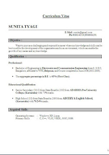 Resume Samples India