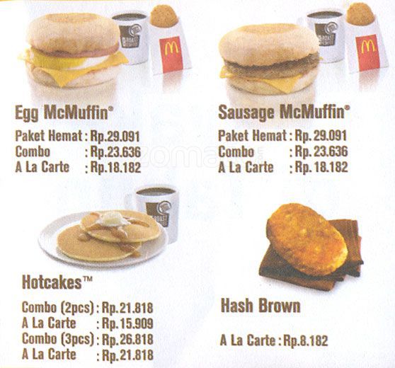Harga Menu McDonald's Kelapa Gading