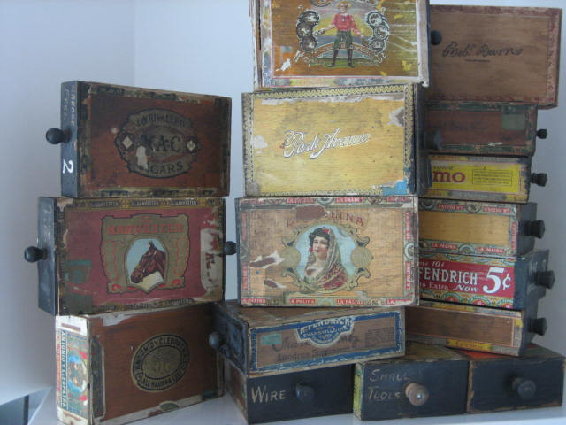 River Front Vintage -- Repurposed & Vintage: Primitive cigar box drawers