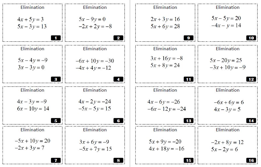 Radical~4~Math: Systems of Linear Equations (Elimination)