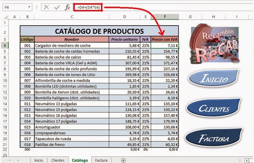 Carmen's Computing Blog: Excel: automatic invoice