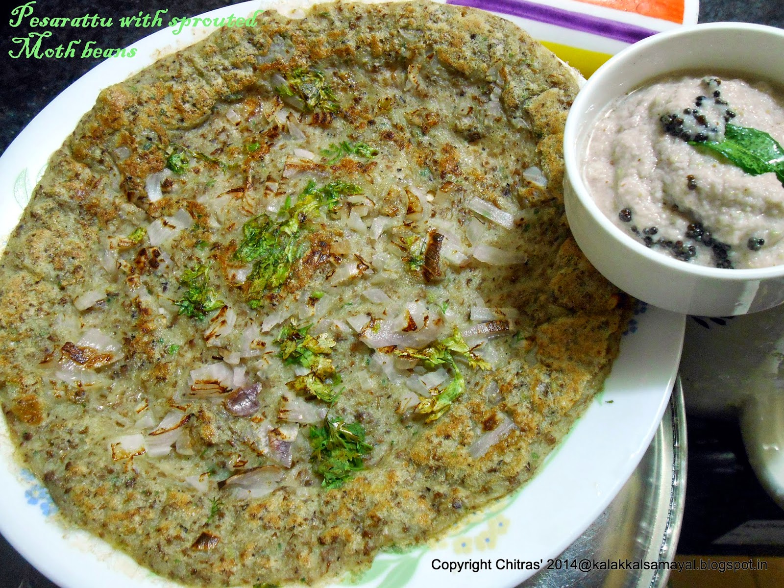kalakkalsamayal: Pesarattu-with-sprouted-Moth-beans