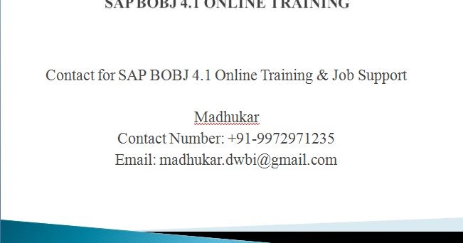 Training On SAP BOBJ: SAP BUSINESS OBJECTS BO BI 4.2 Training and Certification