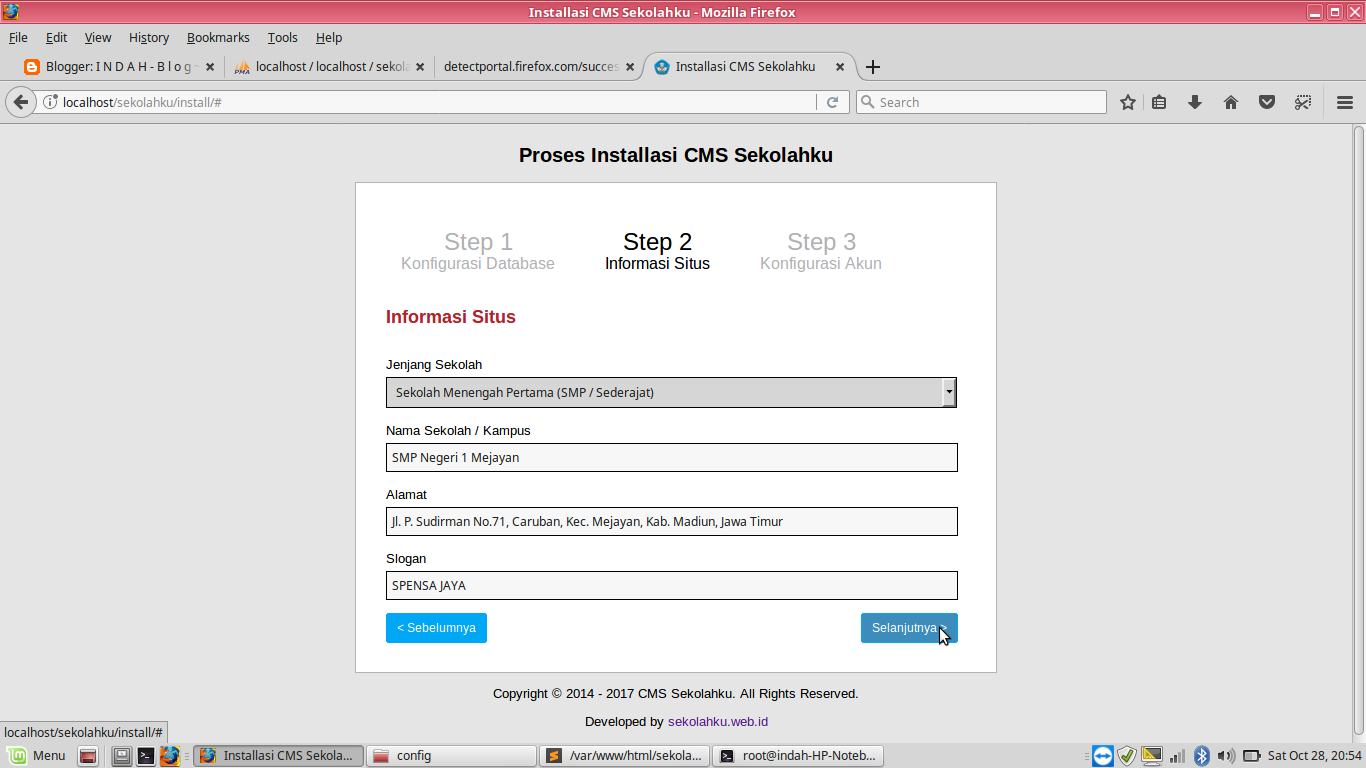 Pengenalan dan installasi CMS Sekolahku - CREATE-SCRIPT - ANGGA BLC TELKOM