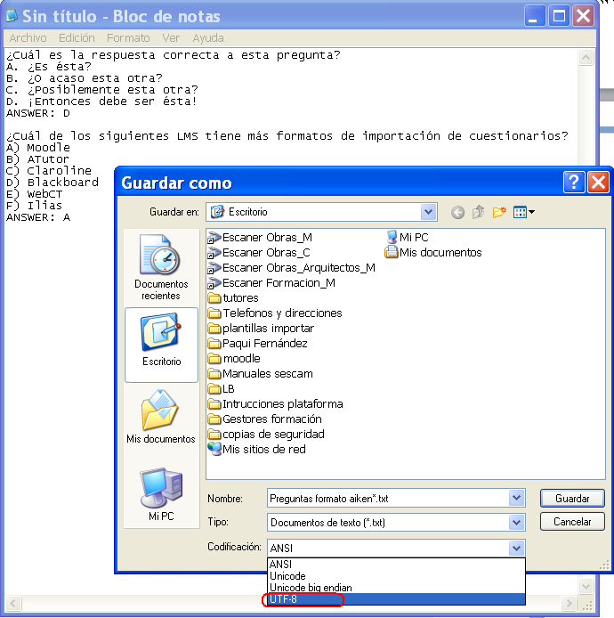 Preguntas en formato GIFT y AIKEN para importar a Moodle
