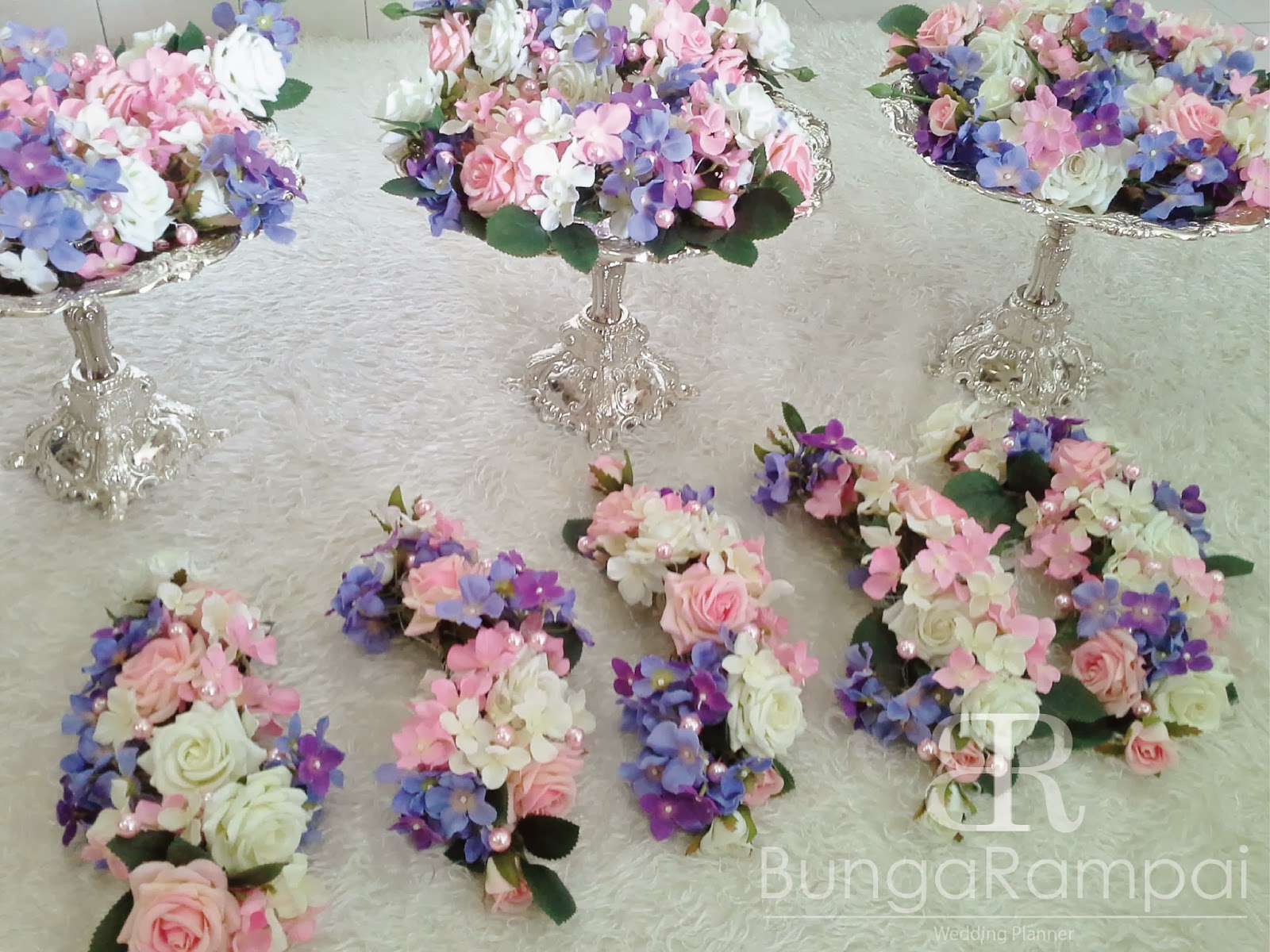 BungaRampai: Bunga Dulang (Pink, Purple & Cream)