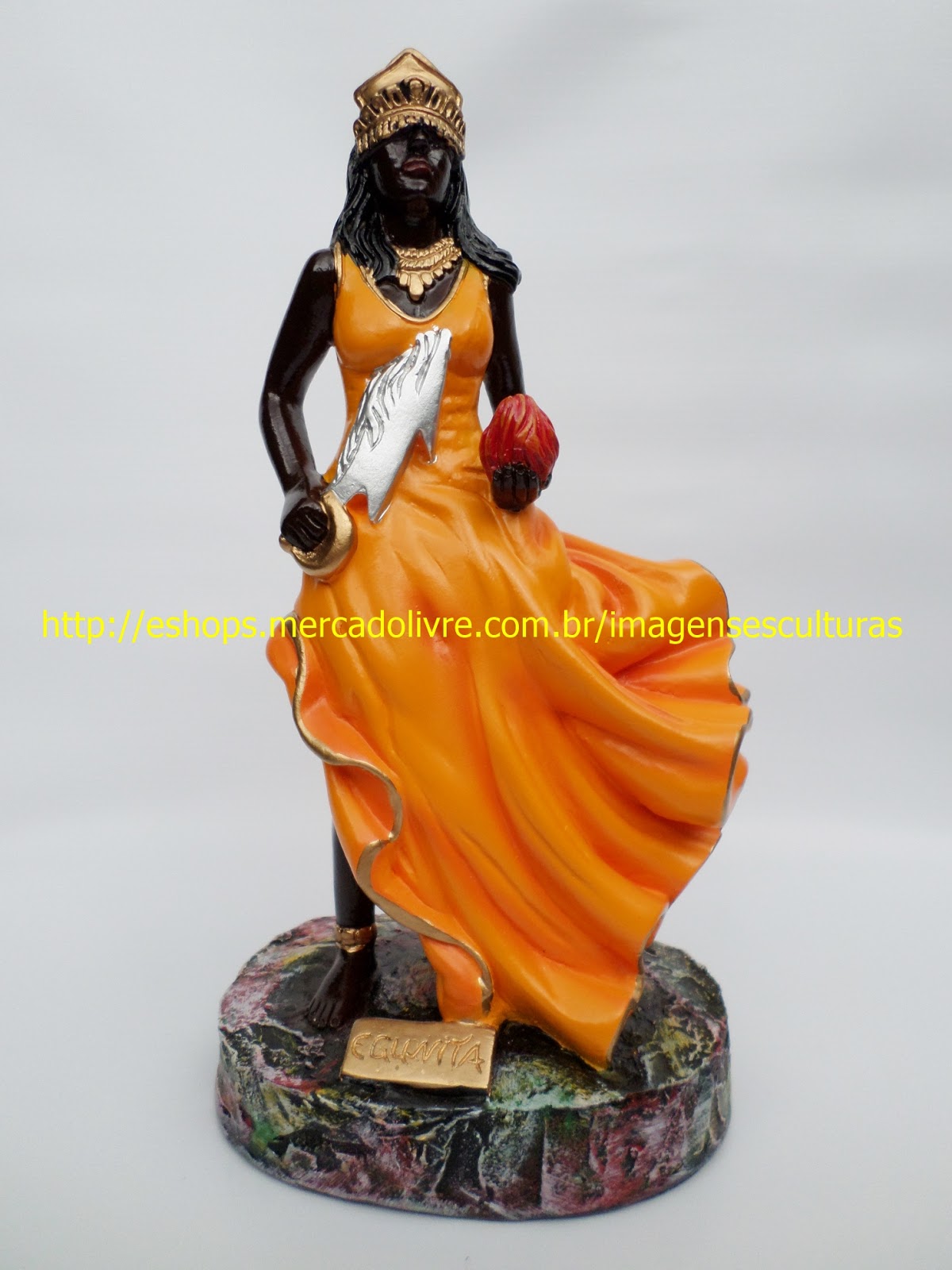 NOELÍ ARTESANATOS: LINDA ESCULTURA IMAGEM ORIXÁ EGUNITÁ 25CM