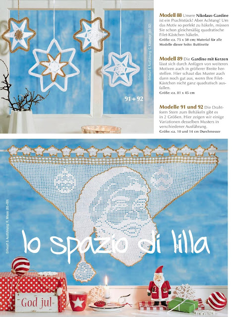 lo spazio di lilla: Natale all'uncinetto: stelline e tendina a filet ...