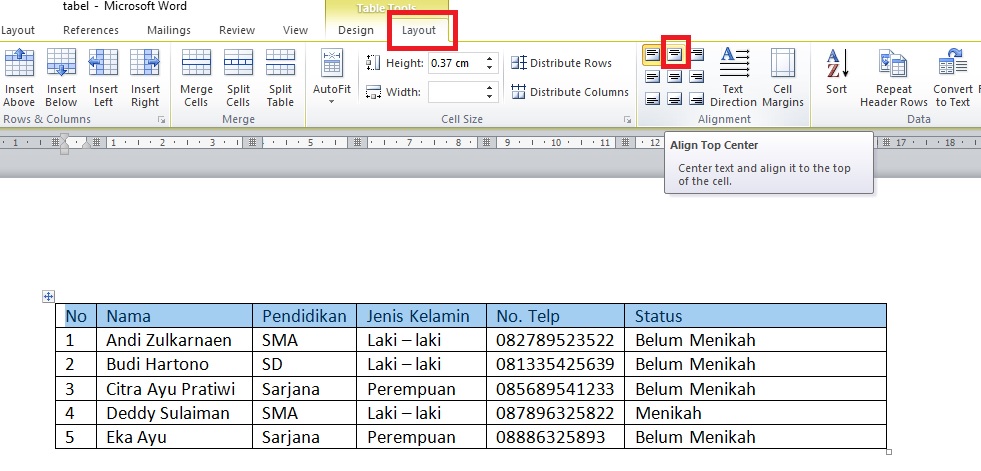 Mengatur Text Direction Dan Alignment Di Dalam Cell Tabel di Ms Word ...