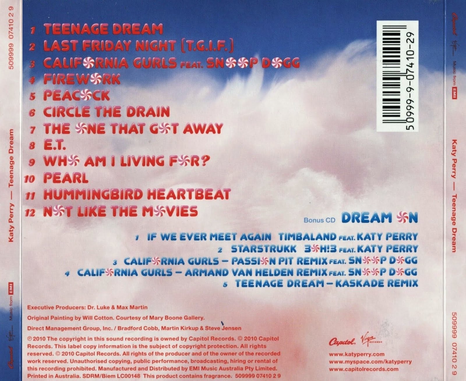 A2 Media Project Music Video Katy Perry Teenage Dream Album Cover