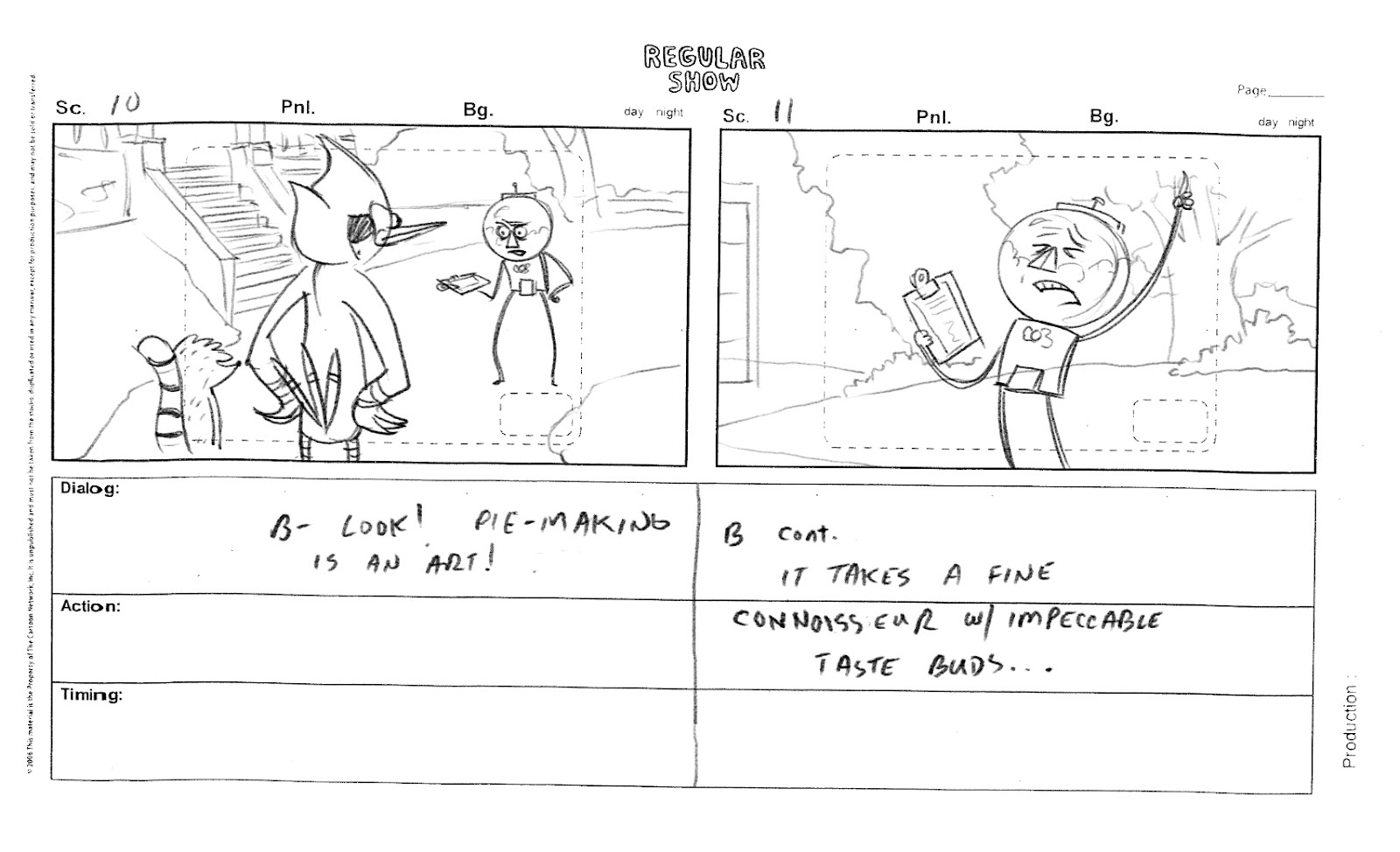 Lincoln Adams Storyboard Art: Regular Show Board/Writing Test