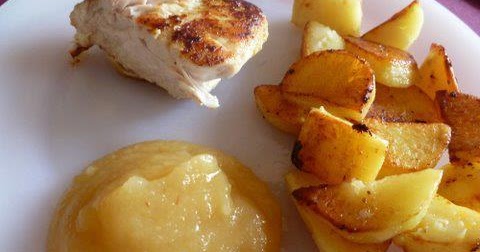 Magere recepten: Kip met appelmoes en gebakken aardappeltjes