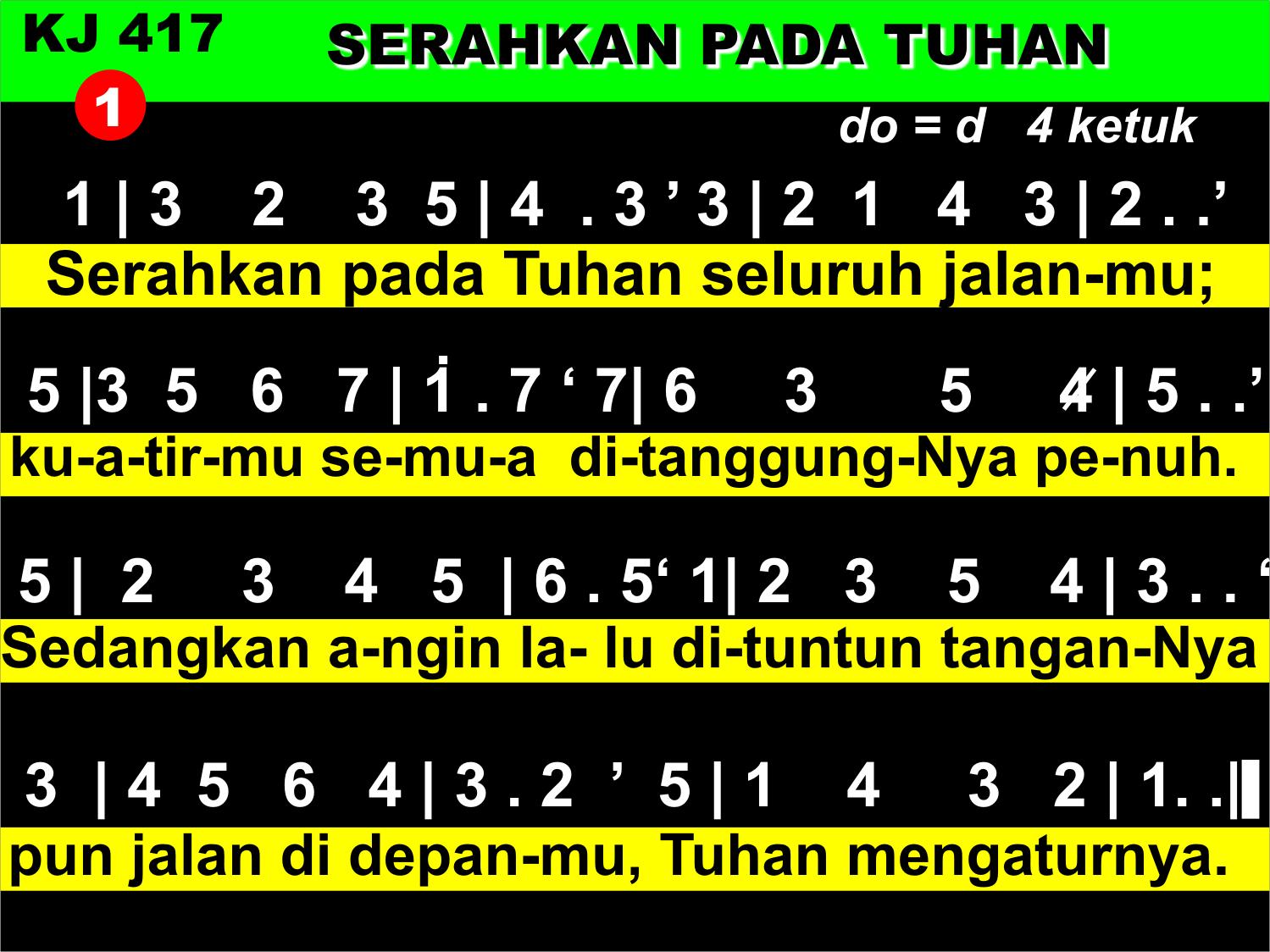 Lirik dan Not Kidung Jemaat 417 Serahkan Pada Tuhan
