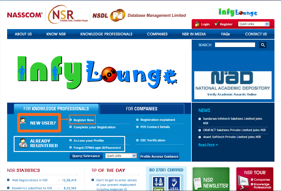 InfyLounge: InfyLounge Guide | NSR Registration Process