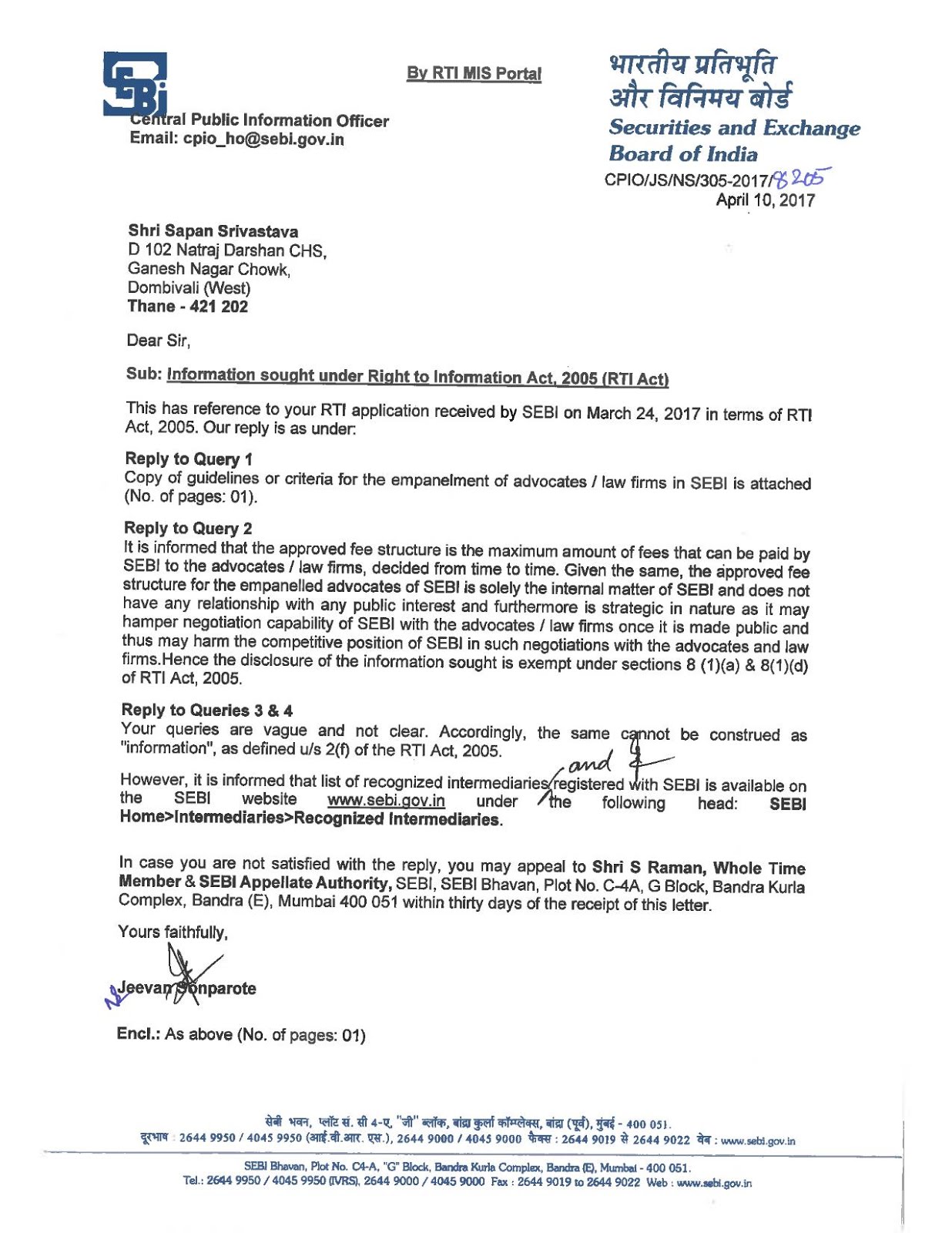 SEBI advocate Empanelment Guidelines and Fees Structure_RTI