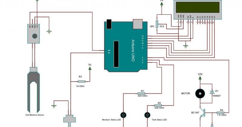 Circuit Schematic Arduino Irrigation and Plant Watering using Soil ...