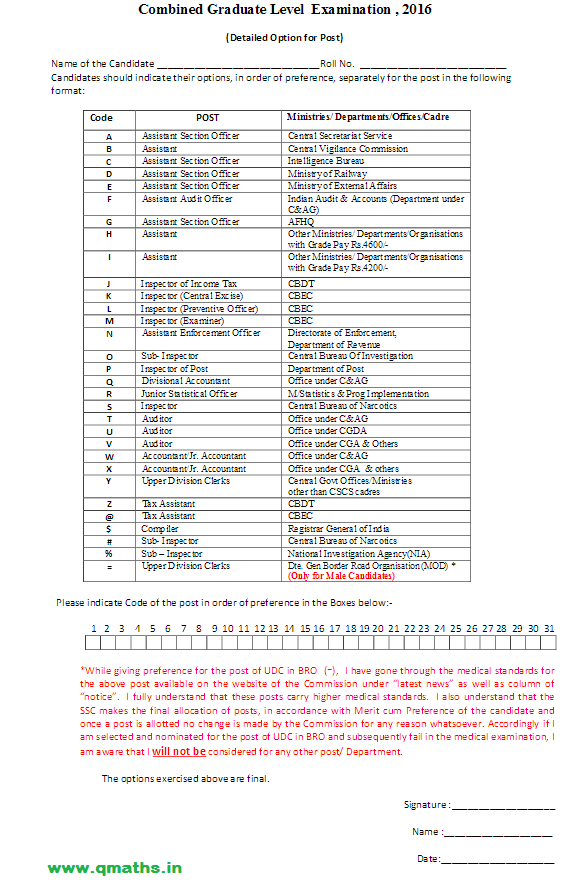 Click Here to Download Post Preference Option form for Change in Post ...