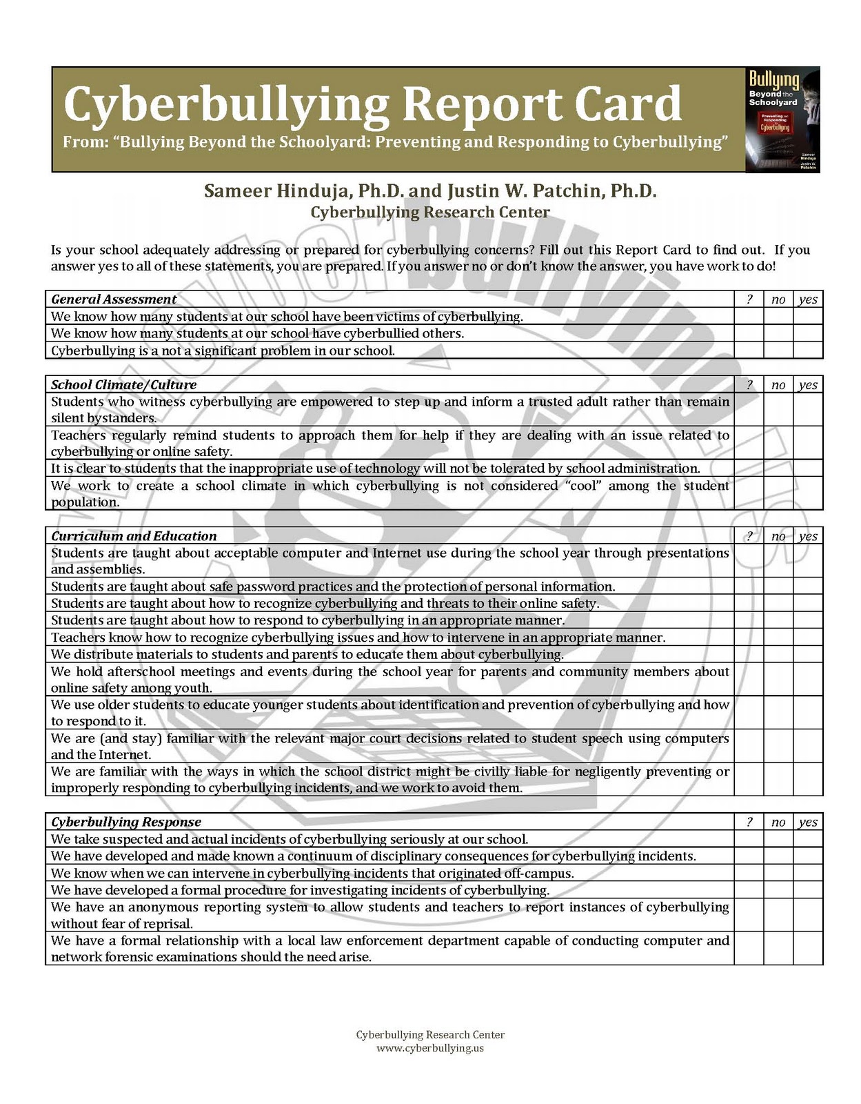Mobile Teaching 101: Cyber Bullying Report Card - C. Fields