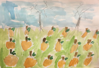 Art Room Blog: 1st Grade Pumpkin Patch at Night...