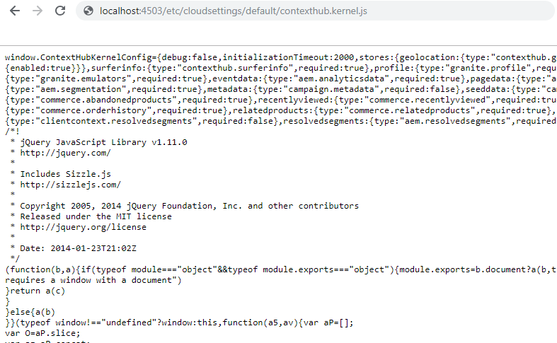 Etc Cloudsettings Default Contexthub Kernel Js Is Not Loading In Adobe Experience Manager Aem 6 4