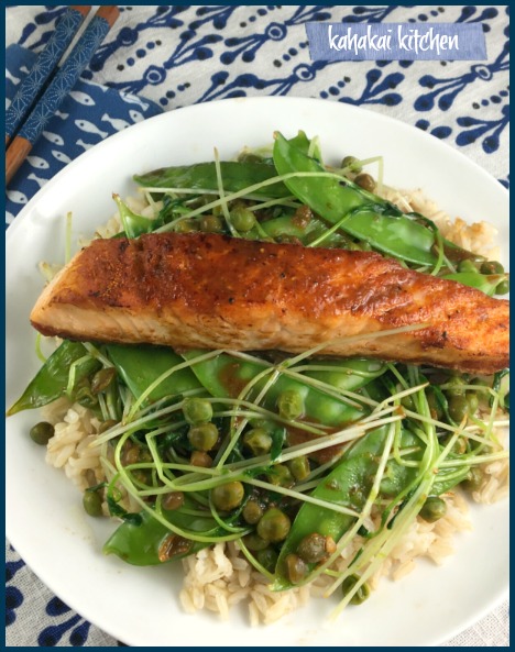 Kahakai Kitchen: Eric Ripert's Seared Salmon; Sauteed Pea Shoots & Peas ...