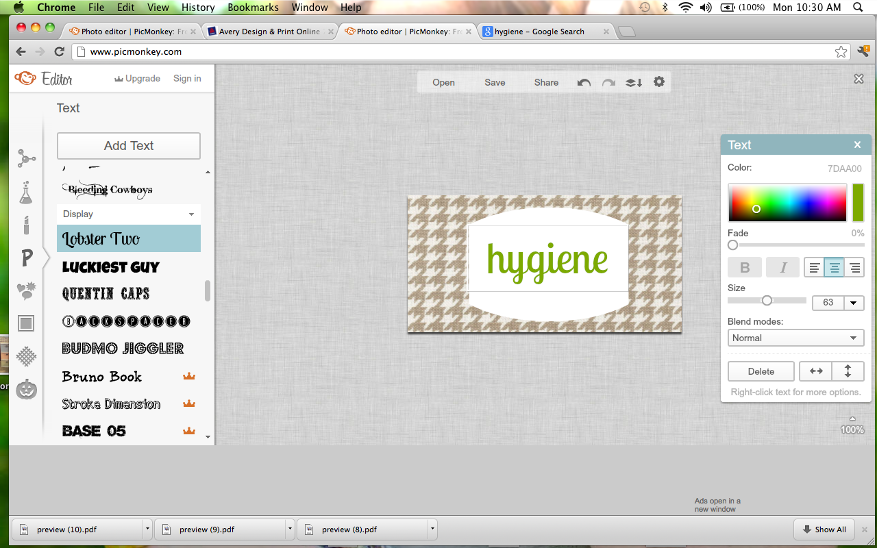 {Jenny Free Style}: DIY custom labels (using picmonkey!)
