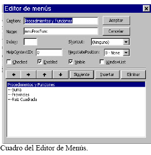 VISUAL BASIC: MENUS