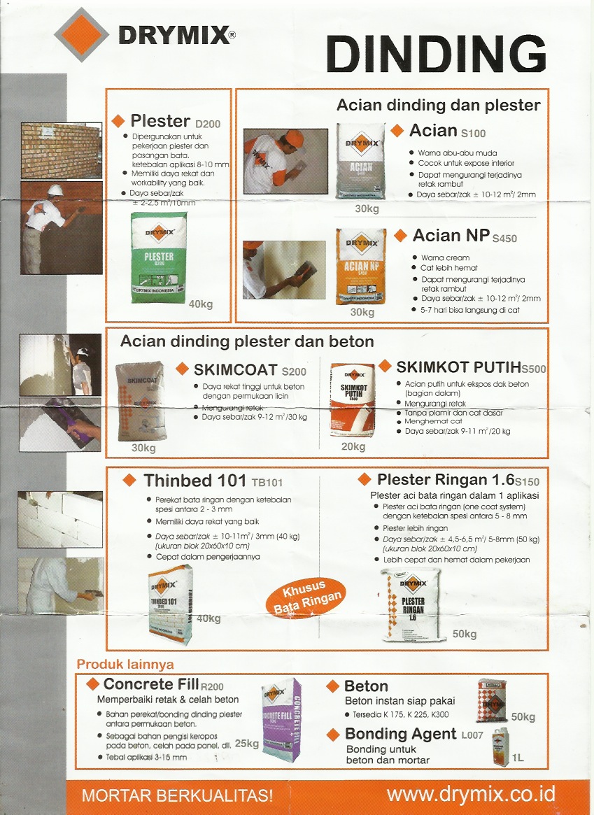Aplikasi Plesteran Dinding dan Beton Drymix