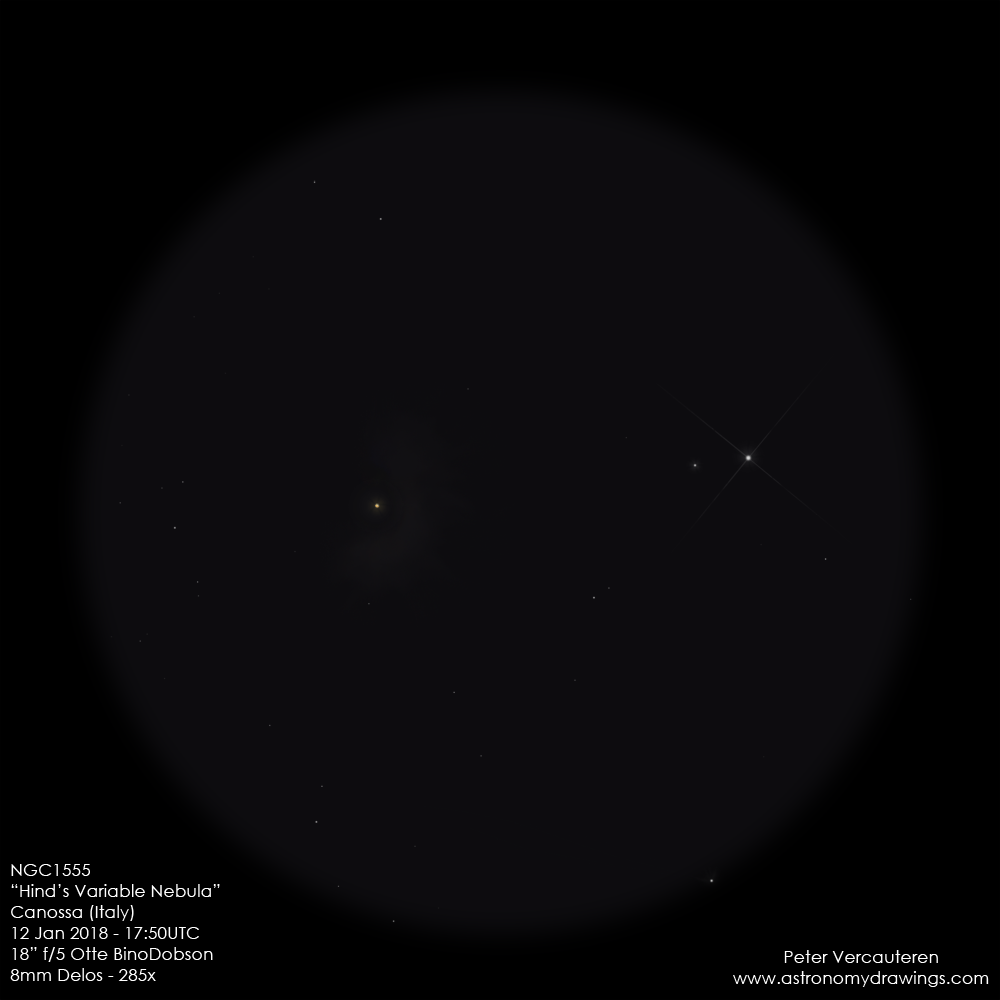 Astronomydrawings: NGC1555: Hind's Variable Nebula
