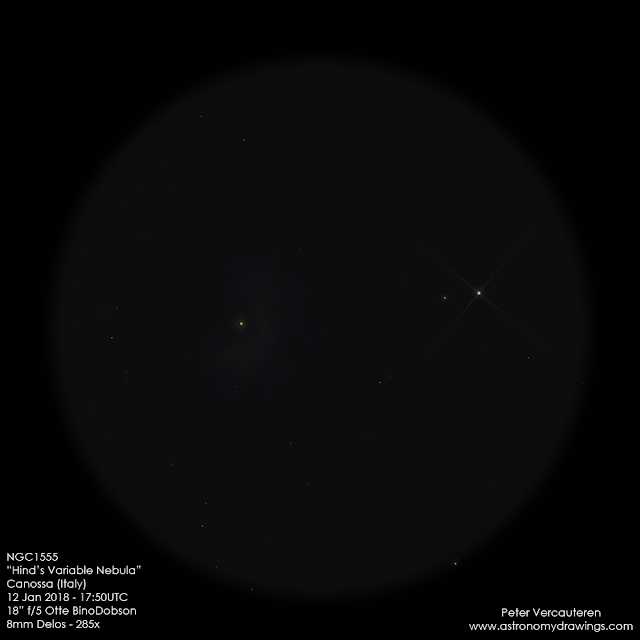 Astronomydrawings: NGC1555: Hind's Variable Nebula