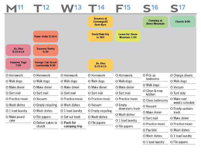 Free Ideas: Creating a weekly family schedule