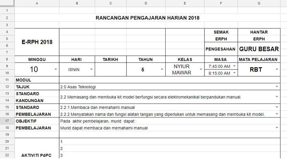 Contoh Templat Erph Matematik Tingkatan 5