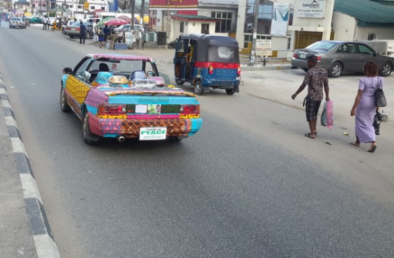Photos: Customized Ankara car spotted in Bayelsa