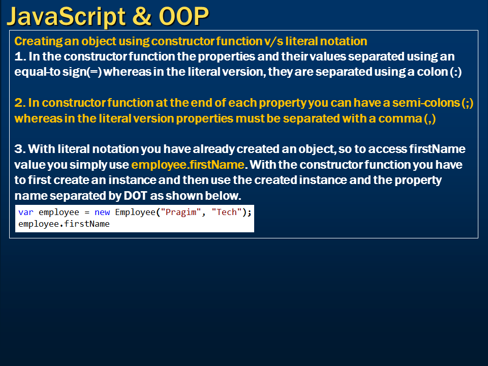 Sql server, .net and c# video tutorial: JavaScript and object oriented ...