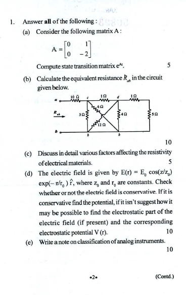 Engineering Services Exam Electrical Engineering Paper I 2016 Question ...