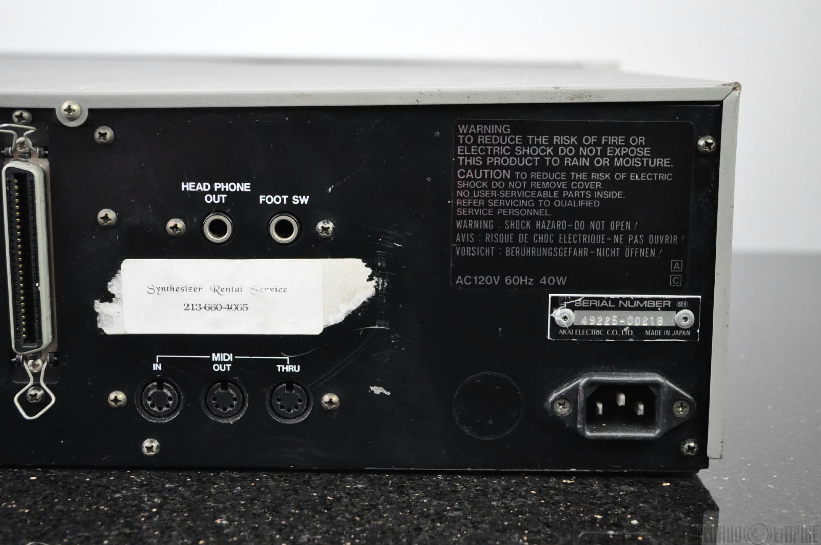 MATRIXSYNTH: AKAI S1000 MIDI Stereo Digital Sampler SN 49225-00218