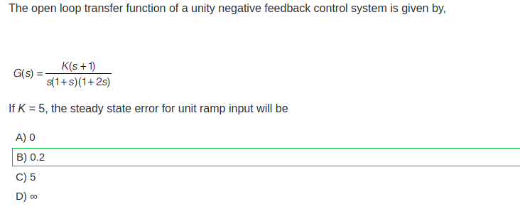 GATE Practice Question | Control System : Steady State Error Problem 2