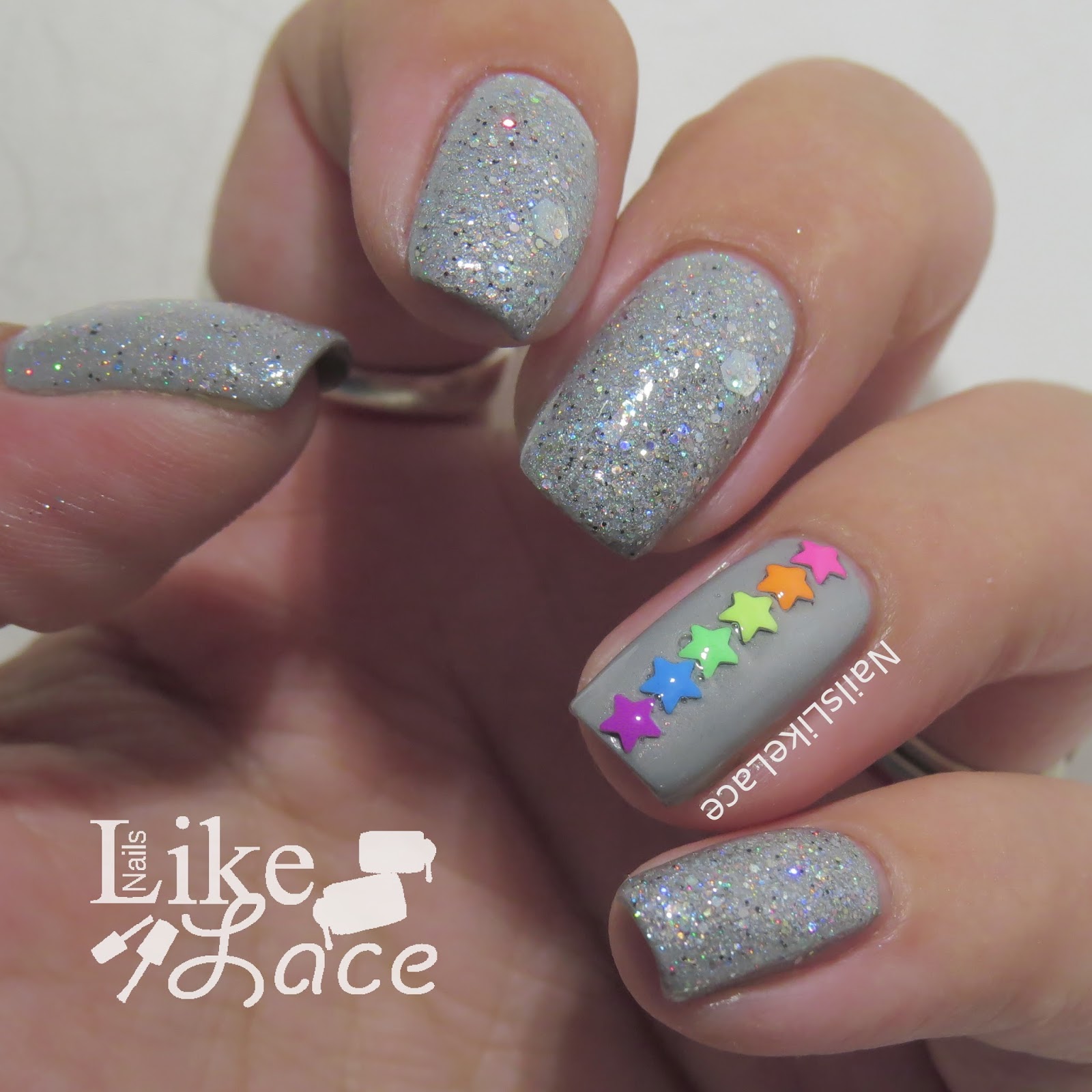NailsLikeLace: Nail Honey Multi-Faceted + Neon Rainbow Studs