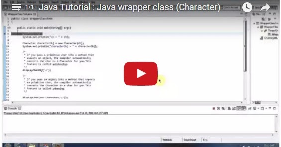 Java Ee Java Tutorial Java Wrapper Class Character Playlist