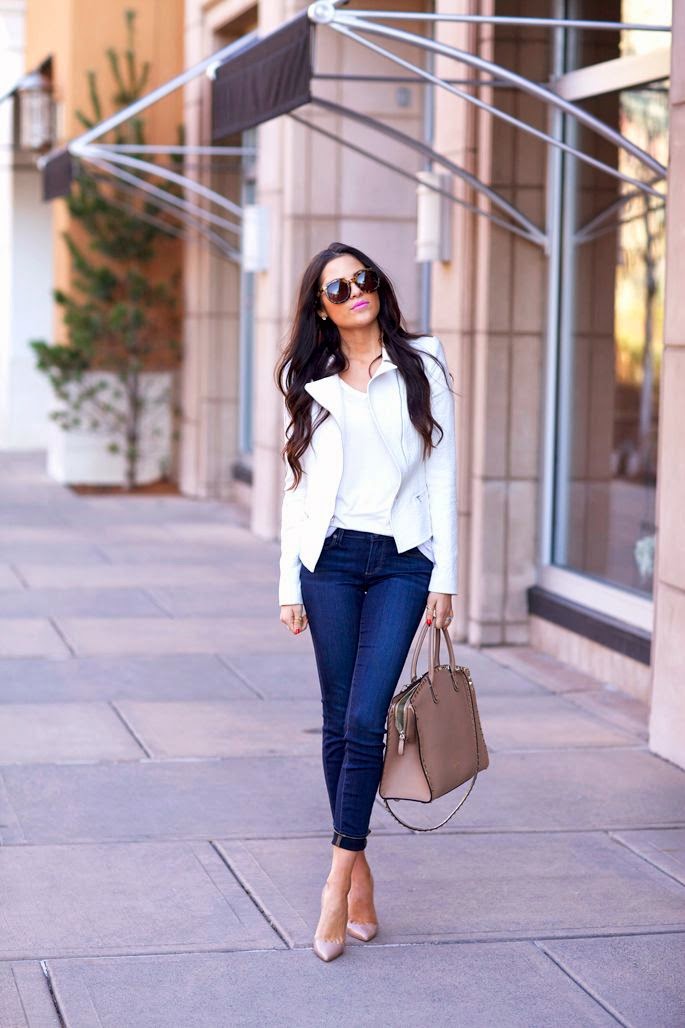 white jacket with outfit Jeans | At Fashion Forte
