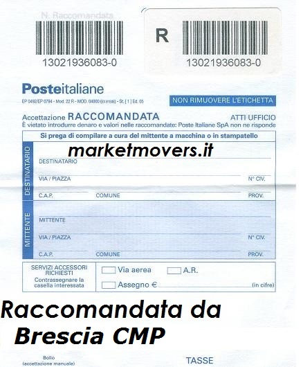 Raccomandata da Brescia CMP, avviso di giacenza