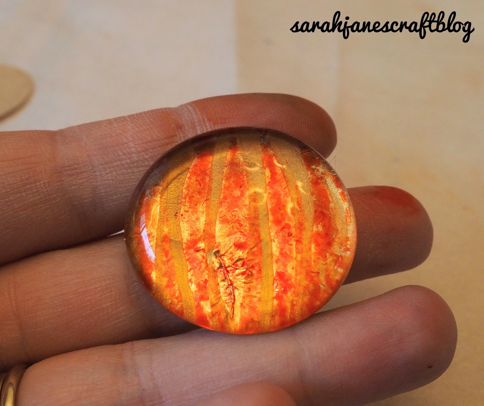 Alcohol Ink Pumpkin Gems