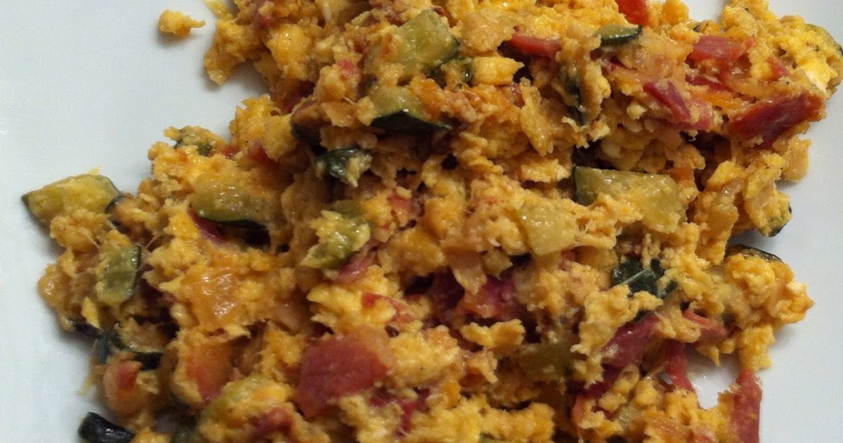 Remenat d'ous amb Carbassó i pernil salat