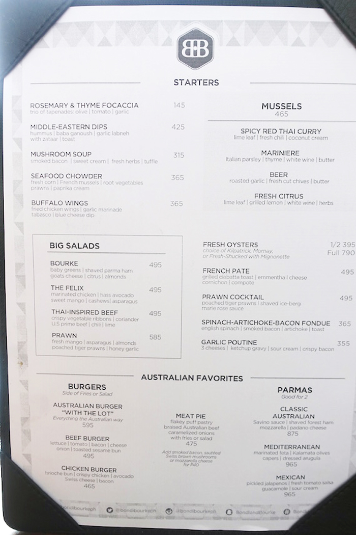 Australian Restaurant Bondi & Bourke Opens in BGC | Drowning ...