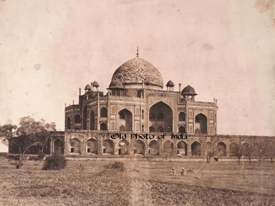Old Photo of India: Humayun's Tomb Delhi 1850 & Present