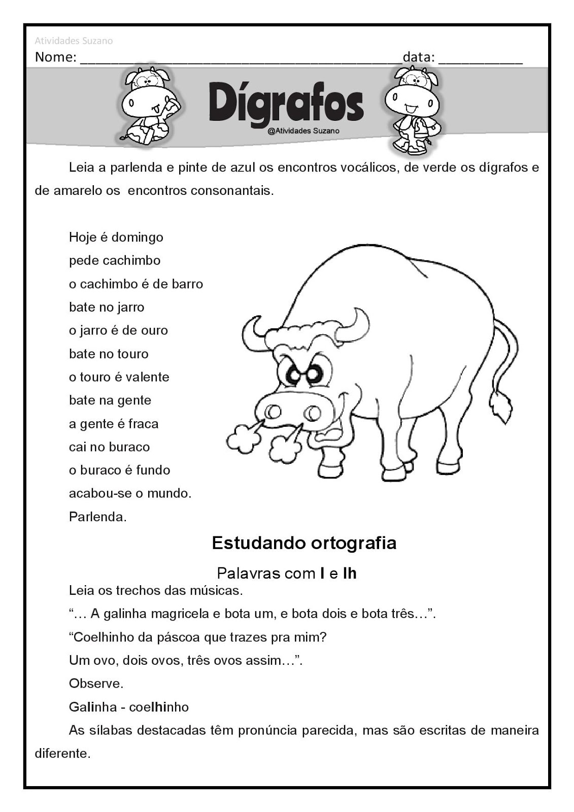 Pin de Enon José em Educação | Atividades com digrafos, Atividades ...