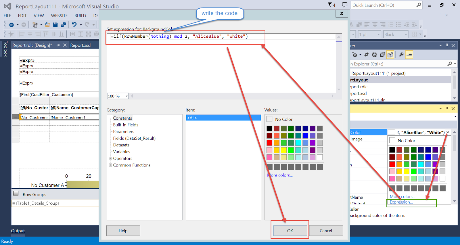 How to color alternative row in report