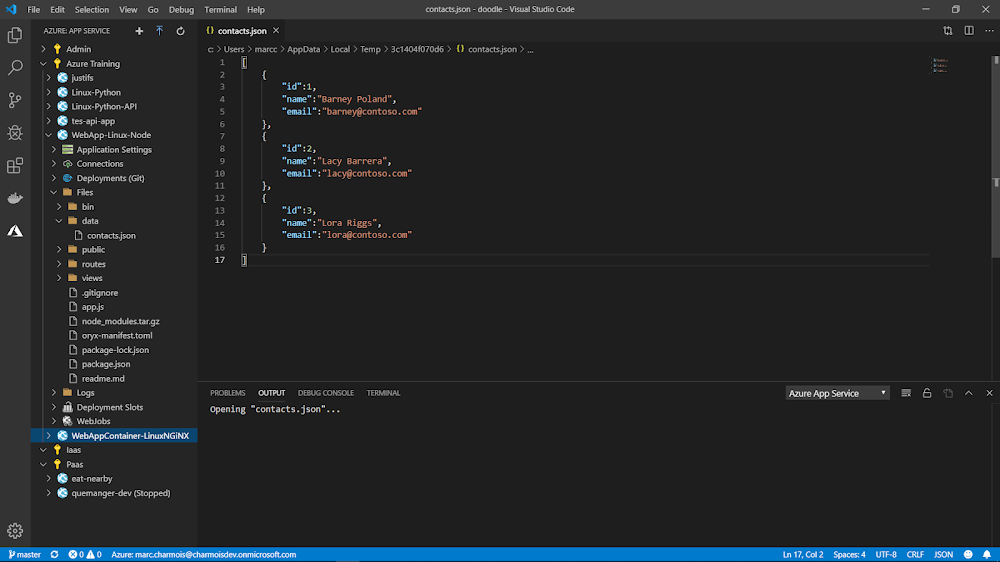 Azure & Co: Build a Node.js application and deploy it (git push) to an Azure Linux Web App ...